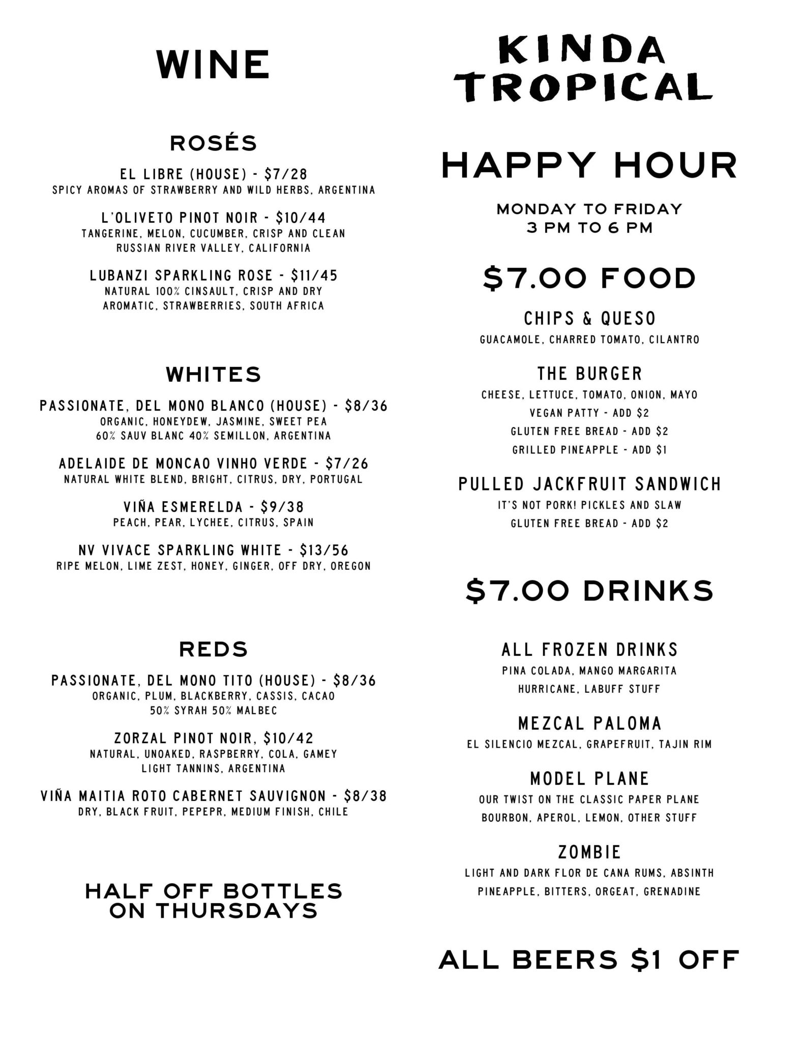 Menu – Kinda Tropical