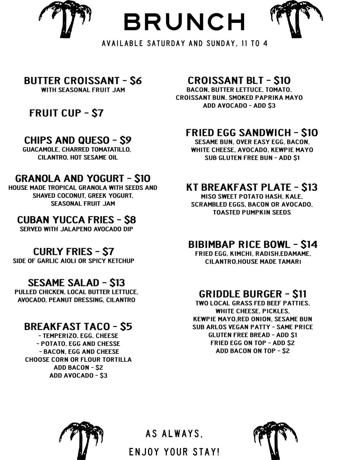 Menu – Kinda Tropical