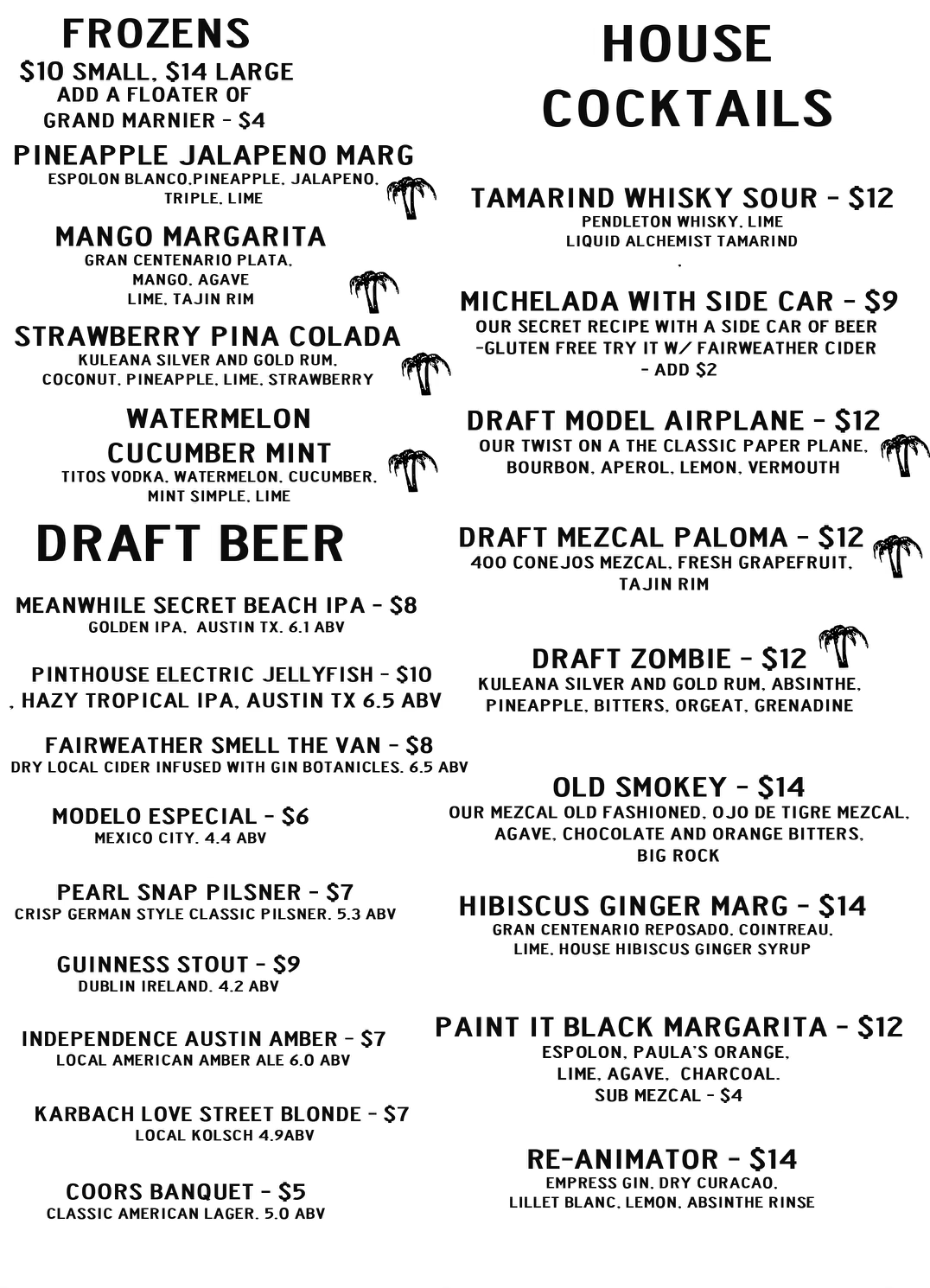 Menu – Kinda Tropical